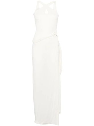 Manur&iacute; robe Rita &agrave; design asym&eacute;trique - Blanc