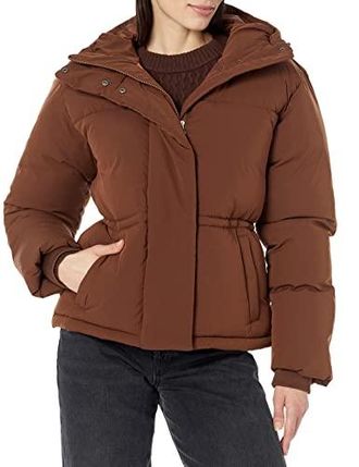 Amazon Essentials Veste matelassée taille courte pour femme (disponible en grande taille), marron foncé, taille L