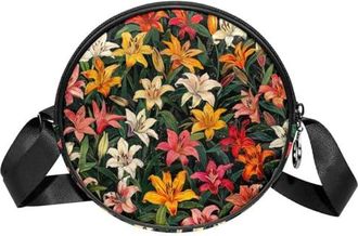 Generic Petit sac &agrave; bandouli&egrave;re circulaire pour femme, petit sac &agrave; bandouli&egrave;re avec fermeture &eacute;clair et bretelles r&eacute;glables style d&eacute;contract&eacute; pour femmes et f