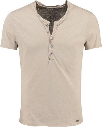 Key Largo Henleyshirt Lemonade vintage Look uni Basic MT00122 mit Knopfleiste unifarben kurzarm slim fit