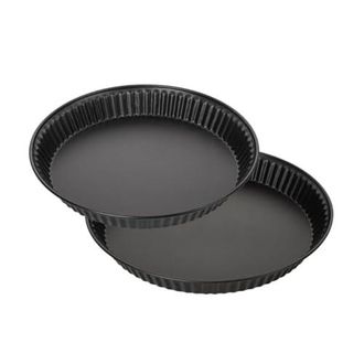 Zenker 9980050 2er Set Torten oder Quiches Lorraine, Tortenform, Edelstahl, Schwarz, Durchmesser 28 cm und 30 cm