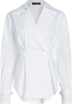 Karl Lagerfeld Femme, Blouses et Chemises, Blanc, Taille: 34 FR Chemise pliss&eacute;e &agrave; double boutonnage