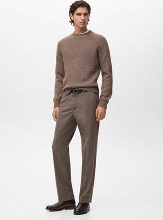 Mango Pull maille fine en laine mélangée marron moyen - Homme - XXL - MANGO MAN