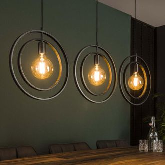 M&S Collection M&s - Suspension 3 lampes 130x40x150 cm en m&eacute;tal gris fonc&eacute; - amp