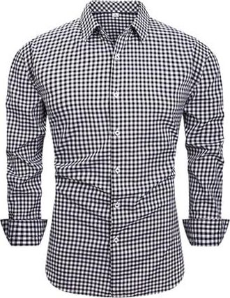 Generic Homme Chemise Bavaroise pour Homme, Chemise &agrave; Carreaux Manches Longues Traditionnel Oktoberfest, Tenue de bi&egrave;re, Blouse Respirant Classique Ecossaise 