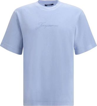 Jacquemus Homme, Tops, Bleu, Taille: S T-shirt ras du cou en coton