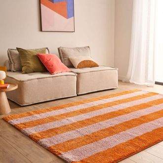 Sweeek Tapis int&eacute;rieur rayures orange et rose - Pablo 200 x 280 cm