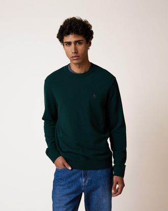 Faguo Pull col rond en laine vert fonc&eacute;