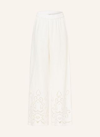 Angoor Angoor Marlenehose Carina Aus Leinen Mit Lochspitze weiss