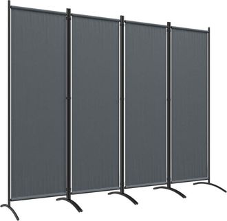 OUTSUNNY Paravent de jardin - Outsunny - 4 panneaux - avec pieds larges - en tissu polyester de 180 g/m&sup2; - 221 x 172 cm - cr&egrave;me