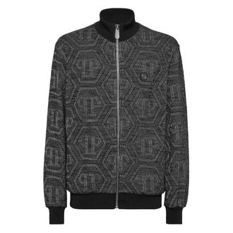 Philipp Plein Homme, Sweatshirts et sweats &agrave; capuche, Noir, Taille: 5XL Jacquard Jogging Jacket LS Monogram