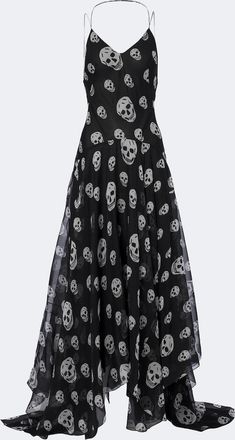 Alexander McQueen Robe longue Skull en soie