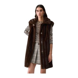Liu Jo Gilet Long en Fausse Fourrure - Femme - Vestes - Brun - Taille: 40 FR
