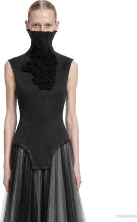 Marc Le Bihan Turtleneck Corset Silk Top