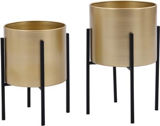 Vente-Unique &Uuml;bertopf 2er-Set - 25 x 39 cm & 23 x 35,5 cm - Metall - Goldfarben & Schwarz - EDMEE