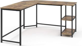 Vicco Eckschreibtisch Fyrk, Eiche rustikal/Schwarz, 138 x 138 cm