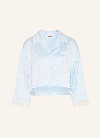 Sandro Sandro Satinbluse Mit Schmucksteinen Und Spitze blau