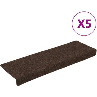vidaXL Tapis descalier 15 pcs Tissu aiguillet&eacute; 65x21x4 cm Marron