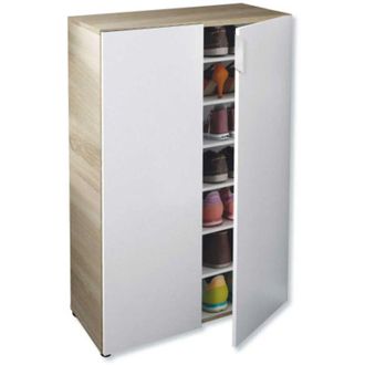 No Brand No Brand - Schuhschrank 72x36x103 cm mattwei&szlig; und kanadische Eiche mit 2 T&uuml;ren - Schweden