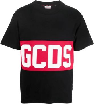GCDS Gcds, Homme, Tops, Noir, Taille: XL T-shirt noir oversize à bande logo