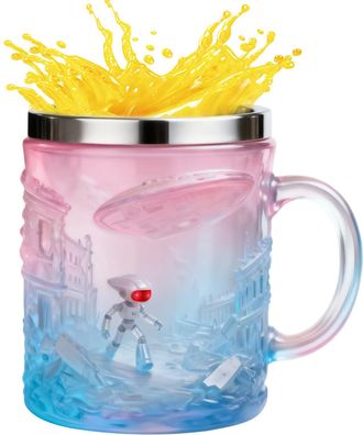 Generico Tasse mit Alien-Relief: 3D-Tassen-Design, 200 ml, einzigartiges Design f&uuml;r Babys, kreativer Rand aus Edelstahl, verbessertes Trinkerlebnis mit komfort
