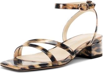 Castamere Femmes Bas Bloc Chunky Talon Heel Carr&eacute; Bout Lani&egrave;res Cheville Sandales Dress Mariage Party Chaussures 3.5 CM Heels L&eacute;opard Marron 38 EU