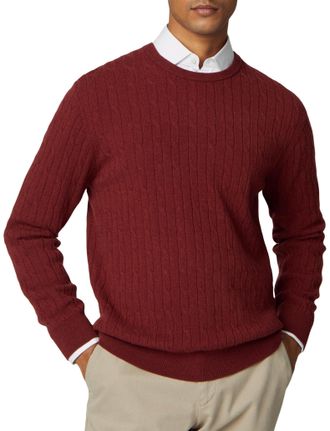 Hackett Herren Lambwool Cable Crew Pullover, Rot (Ziegelstein), XX-Large