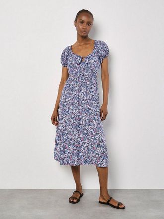Apricot Midikleid mit elastischem Bund