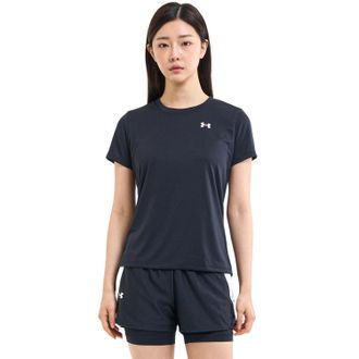 Under Armour Damen Tech Short Sleeve Crew, (001) Schwarz/Wei&szlig;, Mittel