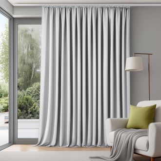 Deconovo Extra Breite Gardine Wohnzimmer Kurz Vorhang mit Kräuselband Blickdicht Vorhänge für Schiene Verdunkelung Kälteschutz Raumteiler Thermogardine, 175x28