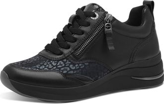 Tamaris Comfort Damen Sneaker flach mit Schnürsenkeln mit Reißverschluss, Schwarz (Black Nappa), 39 EU
