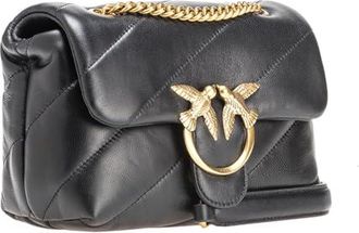 Pinko Love Mini Puff Cl Sheep Nappa, Sac Femmes, Z99q_Noir-Antique Gold, Taille Unique