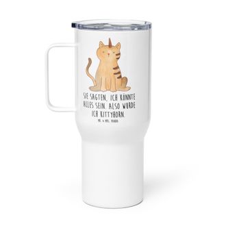 Mr. & Mrs. Panda XXL Thermobecher Einhorn Katze - Geschenk, Gro&szlig;er, Jumbo Becher, Regenbogen, Glitzer, Reisebecher, Autobecher, Unicorn, XL Reisetasse, Mieze