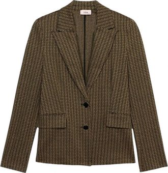Oltre Femme, Vestes, Jaune, Taille: 40 FR Blazer en maille Milano &agrave; motifs