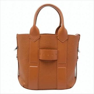 Hogan Hobo Bags - Structured Dark Tan Leather Shopping Bag - Gr. unisize - in Wei&szlig; - f&uuml;r Damen