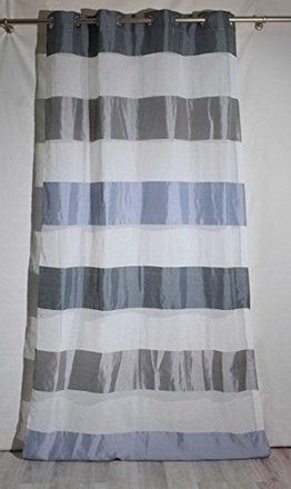HOME MAISON Homemaison Bayadere breiter gestreifter Netzvorhang, Polyester, grau, 260x140 cm