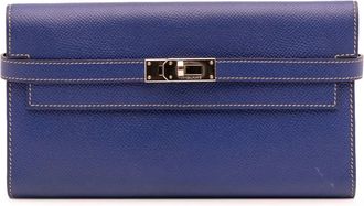 Hermès Portemonnaie - Epsom Kelly Longue Wallet - Gr. unisize - in Blau - für Damen