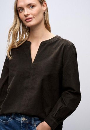 Street One Langarmbluse mit geschlitztem Rundhalsausschnitt