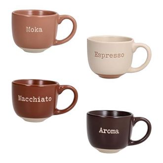 Tognana Lot de 4 Tasses à café sans soucoupe 100 ml Barista, New Bone China, Multicolore