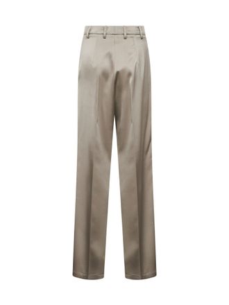 Blanca Vita Womens Chalk Satin Straight Trousers Beige Polyester