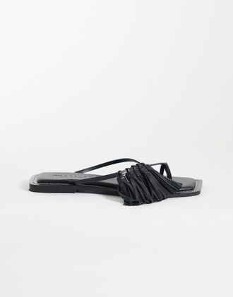 Asos Flit - Sandales &agrave; pampilles en cuir de qualit&eacute; sup&eacute;rieure - Noir