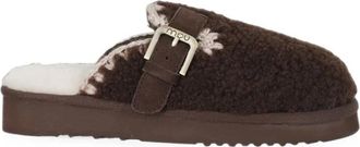 Mou Mules chaussons en peau de mouton boucl&eacute;e - Femme - Chaussures - Brun - Taille: 36 EU