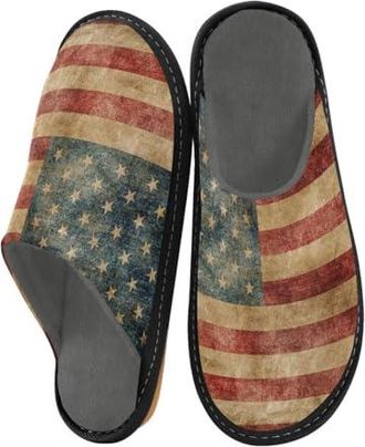 HMZXZ Pantoufles vintage avec drapeau américain pour homme et femme, multicolore, 42/44 EU