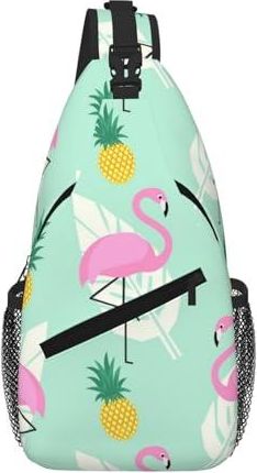 Generic Sacoche Homme Bandouliere Imprim&eacute; ananas flamant Roses Durable Sac Bandouli&egrave;re Mode Sling Sac &agrave; Dos pour &eacute;cole Randonn&eacute;e Cyclisme