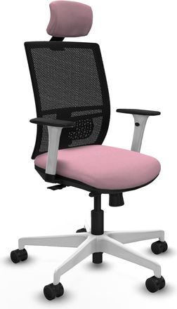 Piqueras y Crespo Schreibtischstuhl mit wei&szlig;en und schwarzen Armlehnen, h&ouml;henverstellbare Lendenwirbelst&uuml;tze und h&ouml;henverstellbares Kopfteil, Schwarz/Rosa