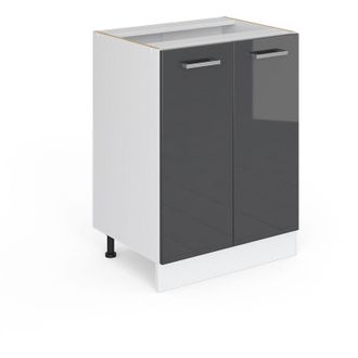 Vicco Meuble bas de cuisine R-Line, Anthracite Haute brillance, 60 cm sans plan de travail Vicco