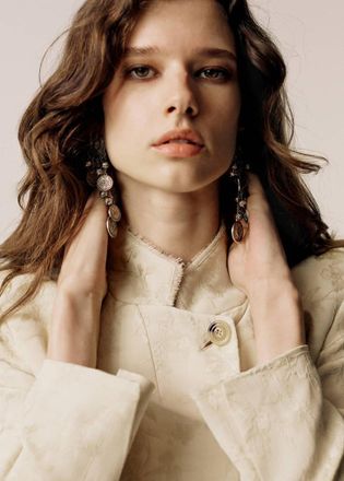 Mango Boucles doreilles pendantes avec d&eacute;tails grav&eacute;s argent - Femme - Taille unique - MANGO
