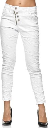 Elara Damen Jeans High Waist Kn&ouml;pfe Chunkyrayan EL07-9 Weiss-40 (L)