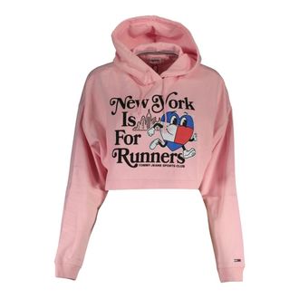 Tommy Hilfiger Femme, Sweatshirts et sweats &agrave; capuche, Rose, Taille: 38 FR Sweat &agrave; Capuche Logo Brod&eacute;