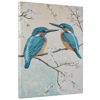 Generic Kunstdruck auf Leinwand, Motiv: Eisvögel, Vintage-Stil, Blau mit orangefarbenem Naturdruck, ästhetische Dekoration für Wohnzimmer, Schlafzimmer, Büro,